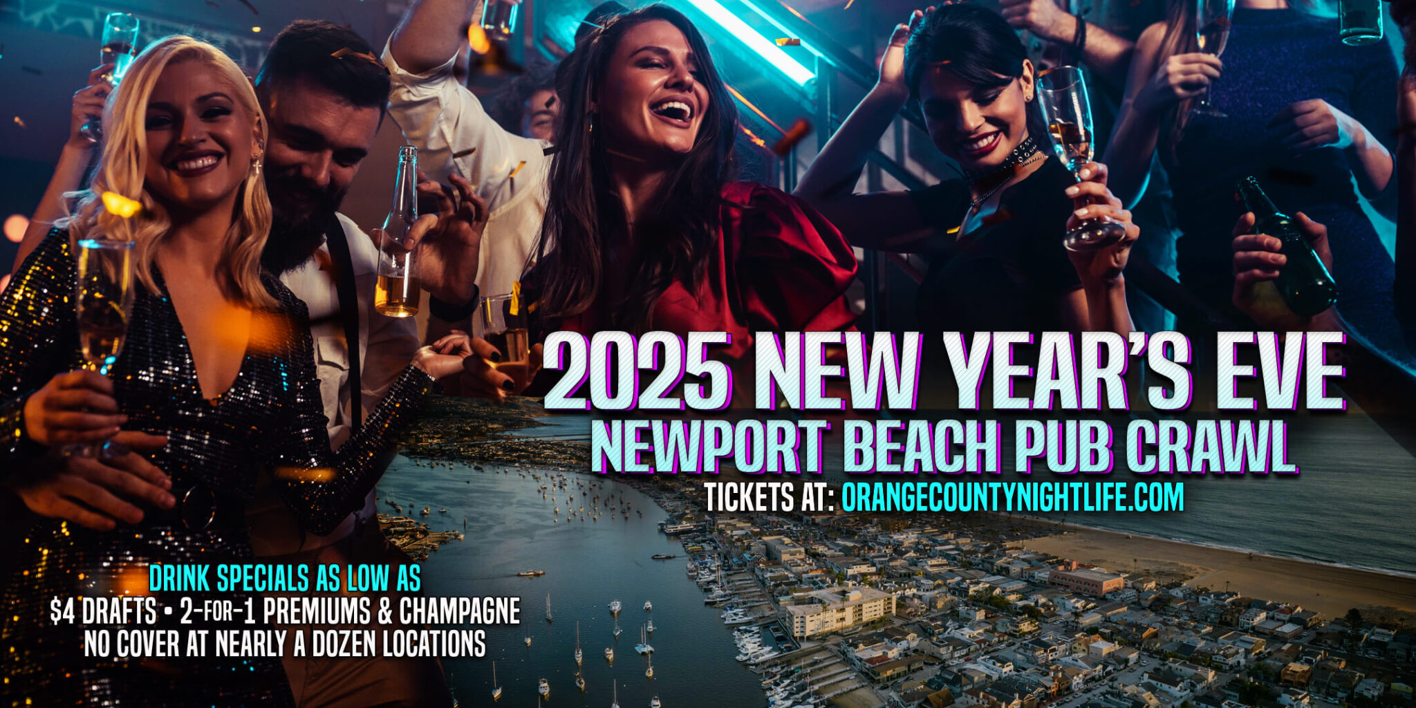 Newport Beach New Year’s Eve Pub Crawl Party 2025 – Pier Pressure