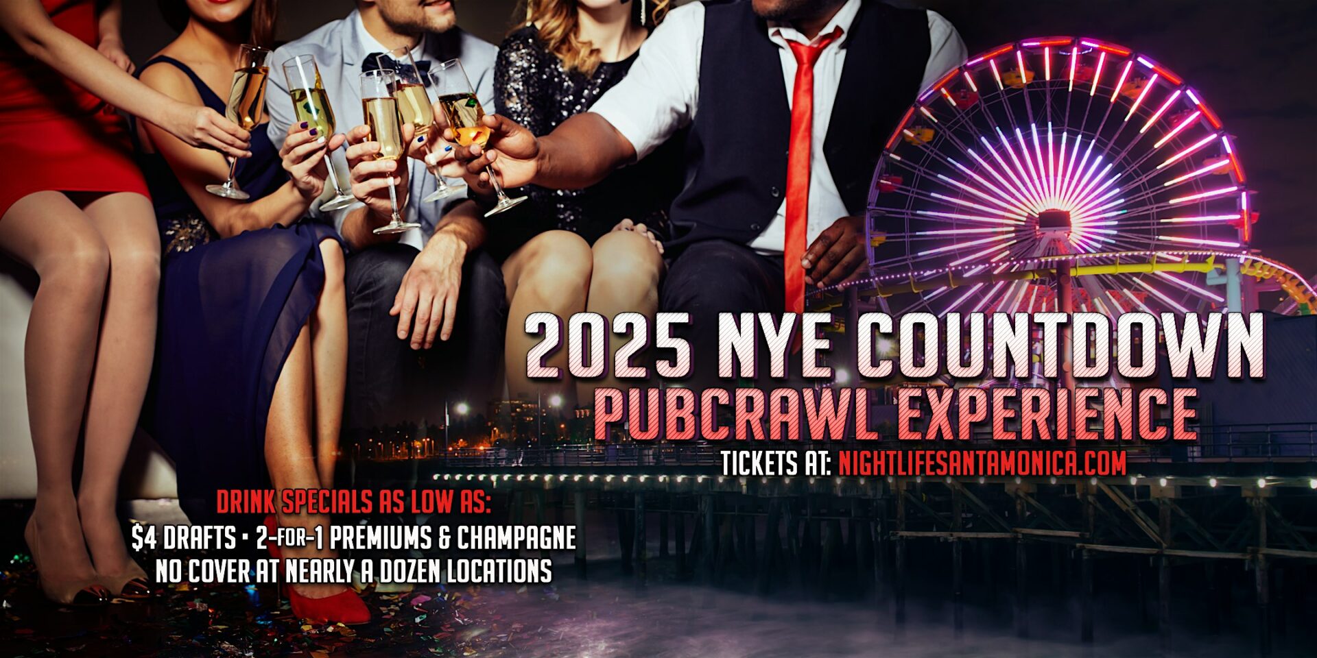 Santa Monica New Years Eve Pub Crawl Party 2025 – Pier Pressure